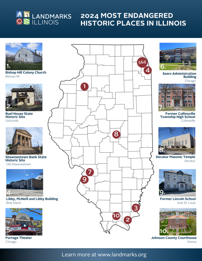2024 Most Endangered map (1) | Landmarks Illinois